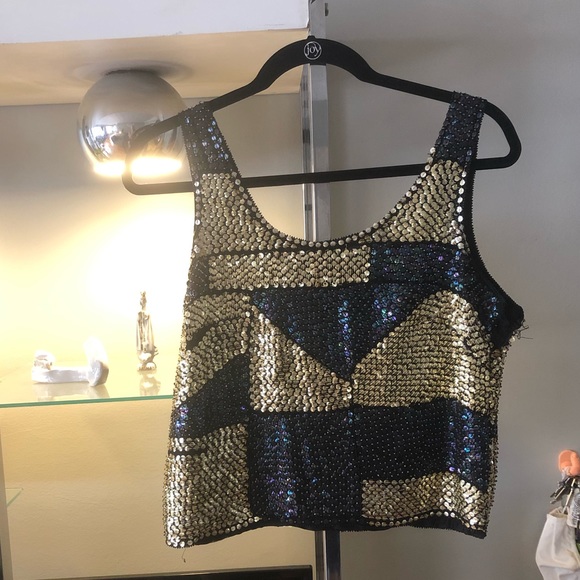 Tops | Vintage Glam Sequin And Bead Tank Top | Poshmark